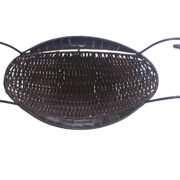 Accents | Vtg Wicker Sleigh Football Shaped Storage Basket Woven Fruit ...